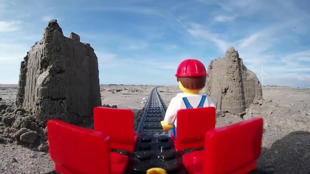 THE ALIEN takes a 360 lego train ride at the beach! - YouTube
