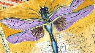 How to Paint a Dragonfly | Mixed Media Canvas Tutorial | Step by Step ...