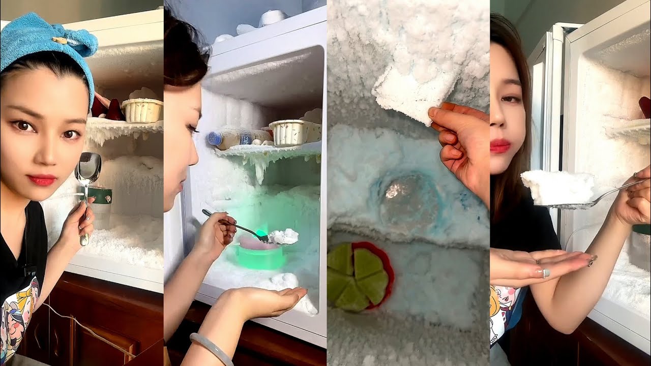 SOLO SUN GIRL / ASMR WHITE ICE EATING / FREEZER FROST EATING & SCRAPING ...