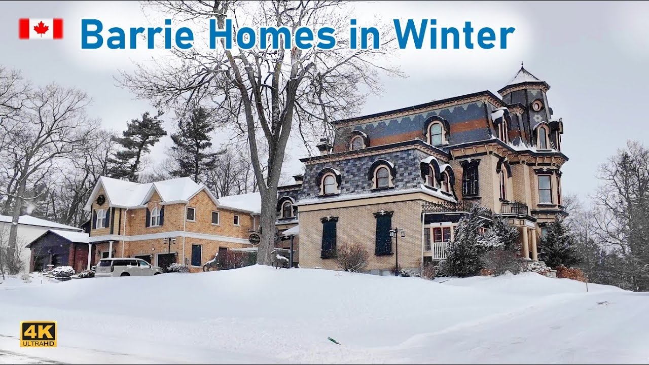 Winter Snow Walk in BARRIE Canada 🇨🇦 Exploring Barrie Real Estate Homes ...