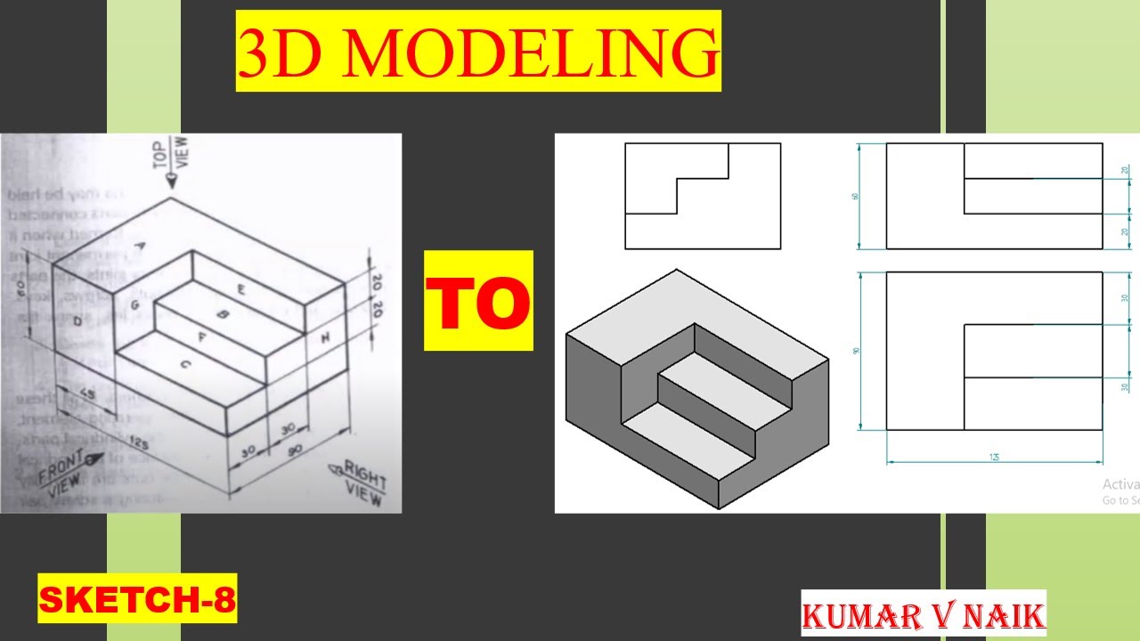 3D Modelling using Solid Edge, CAEG/CAED, Sketch 8, Unit 6. - YouTube