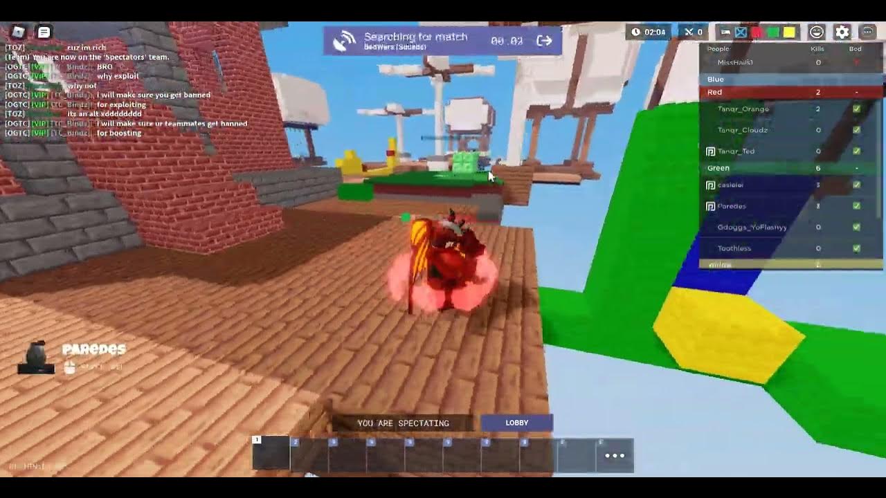 Main Account Exploiting Roblox Bedwars Youtube
