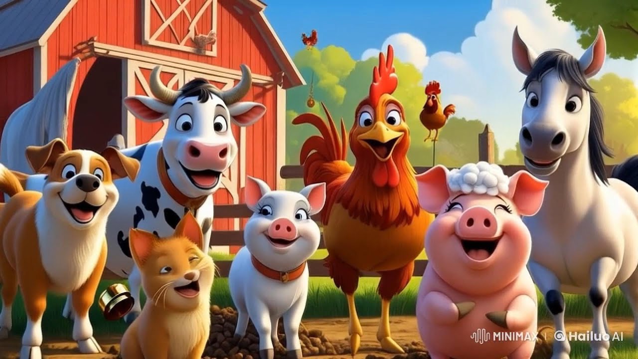 "Moo, moo!" goes the cow so sweet,"Meow, meow!" sings the kitty so sly ...