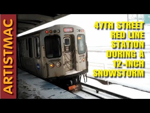 47th Steet CTA Red Line Station During 12-Inch Snowstorm - YouTube