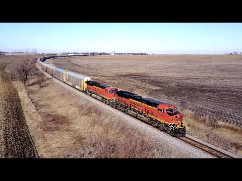BNSF 7998 East - with Mavic Drone Views on 2-13-2017 - YouTube