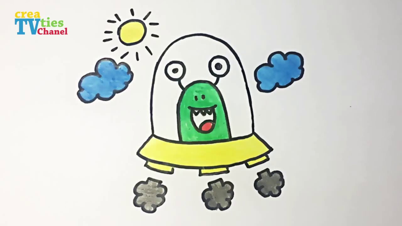 How to draw a space Alien - YouTube