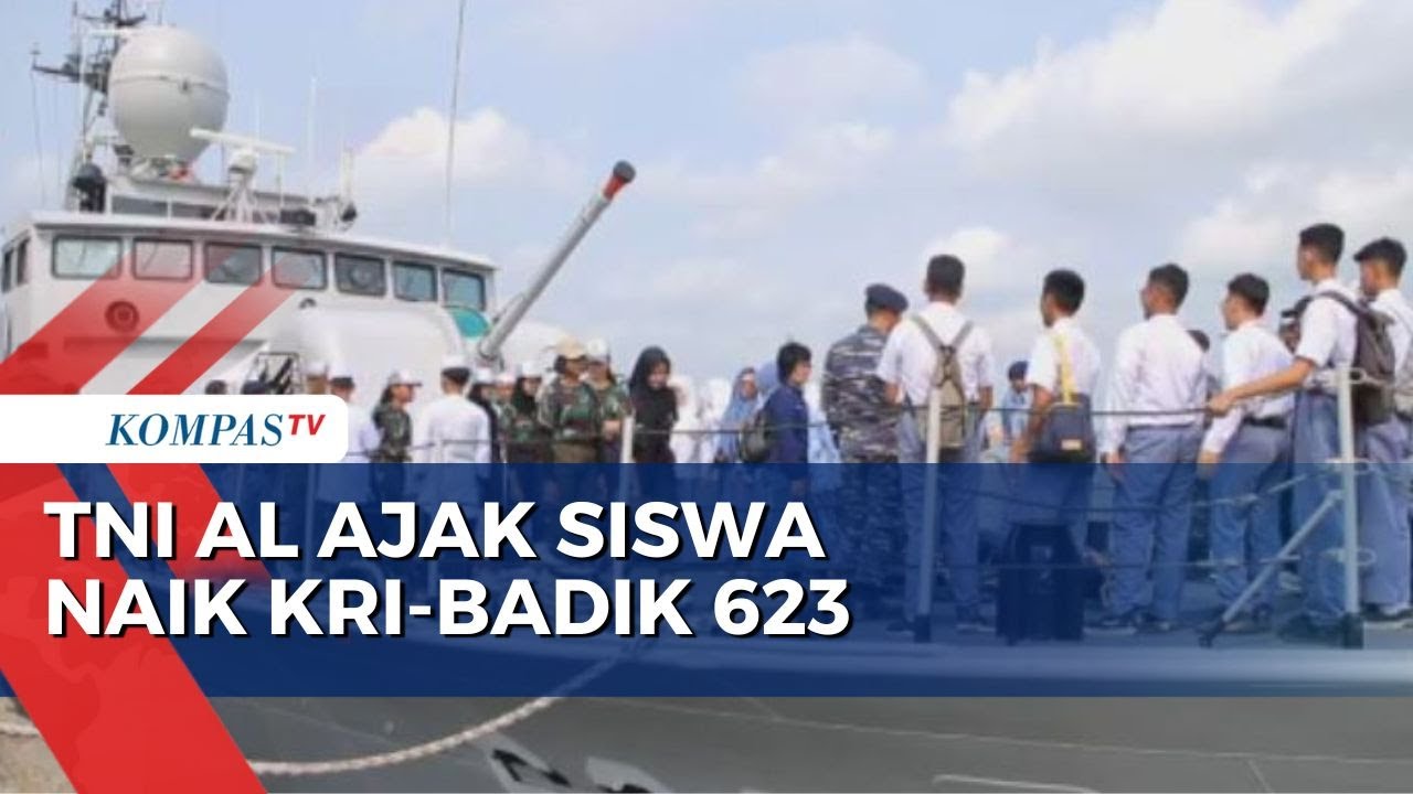 HUT Ke-78 TNI, TNI AL Ajak Pelajar Naik KRI Badik-623 Mengitari Teluk ...