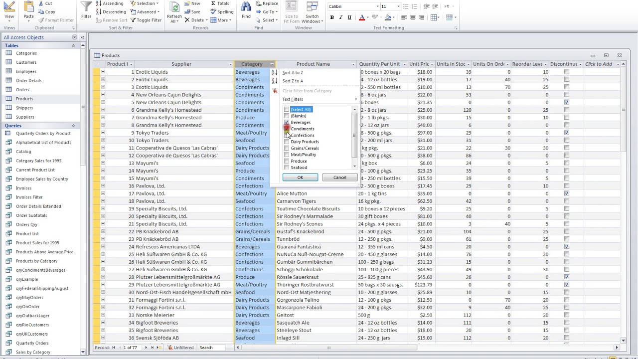 Microsoft Access 2010 Video 23 Filtering - YouTube