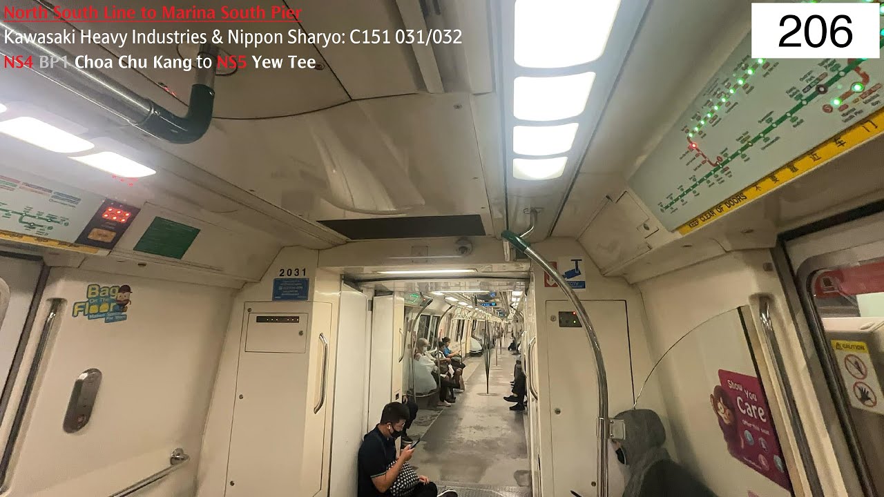 ⁴ᴷ [Way too early] SMRT Trains, NSL Train Ride [CCK → Yew Tee] - Kawasaki C151 031/032 - YouTube