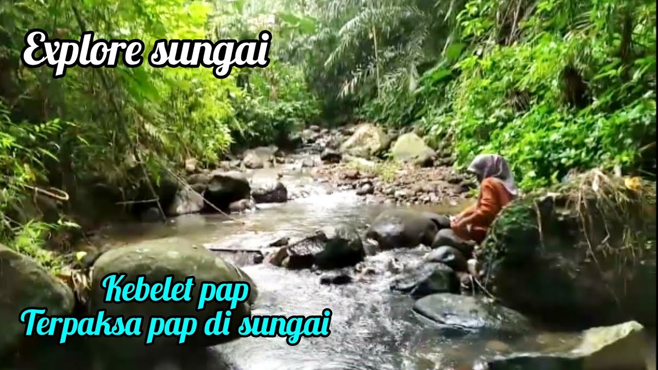 Suasana di desa, kebelet bab gadis desa pergi ke sungai untuk buang ...