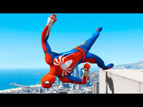 SPIDERMAN BEST JUMPS & CRAZY FALLS (GTA 5 Spider-Man Gameplay Fails) #75