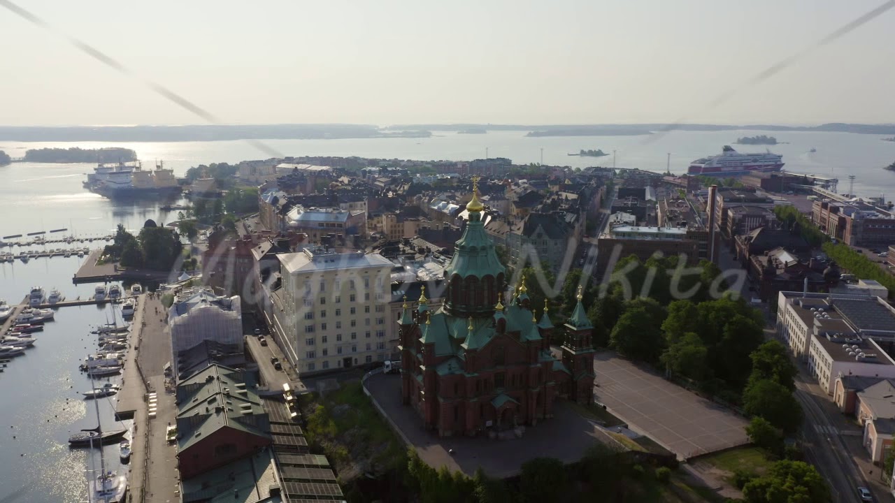 Helsinki, Finland. City center aerial view. Assumption Cathedral ...