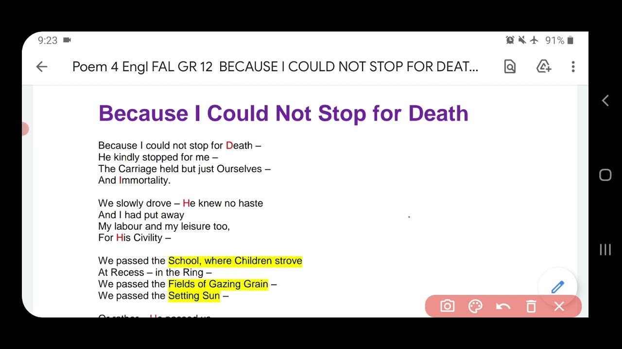 Poem: Because I Could not Stop for Death - YouTube