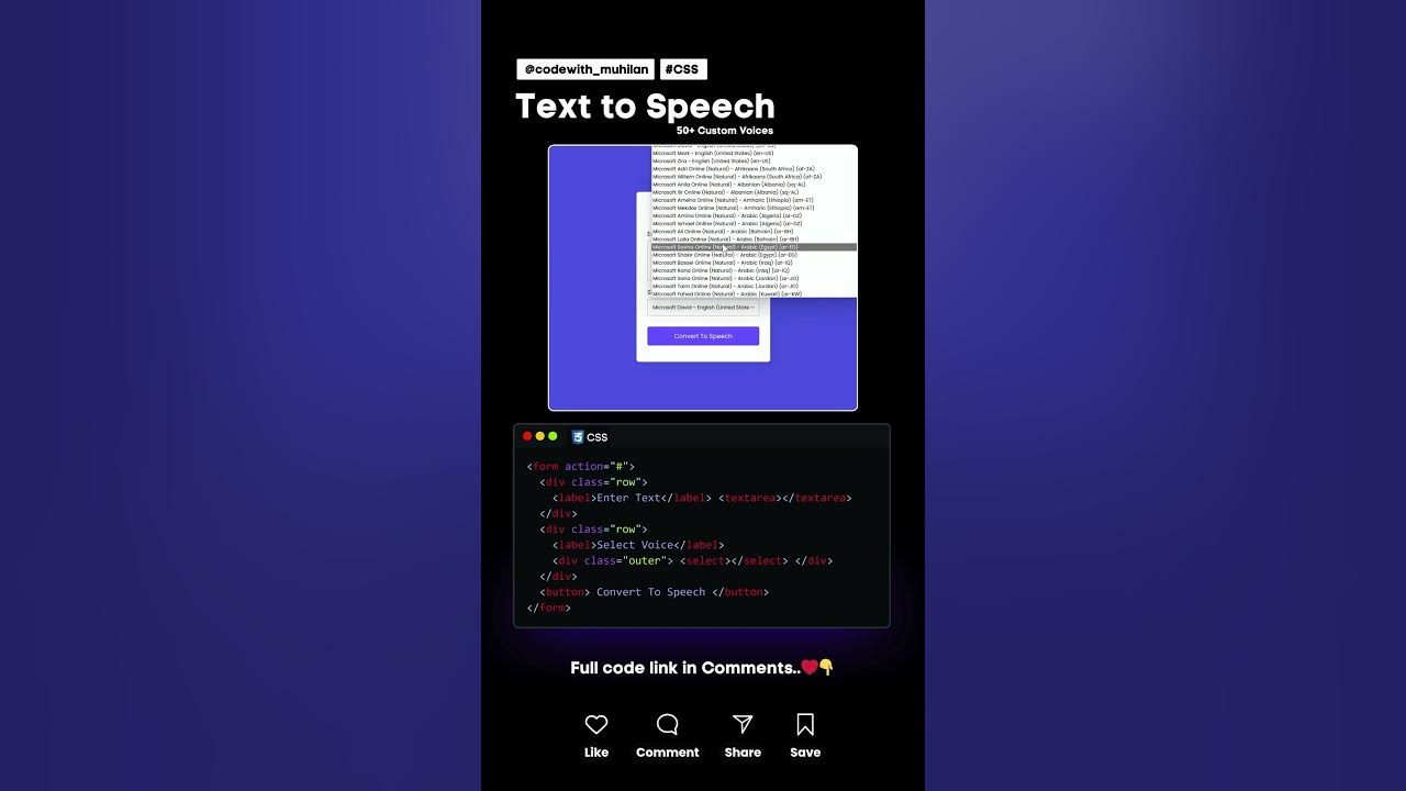 Text To Speech 50voices Css Coding Ai Website Frontenddeveloper Voiceover Youtube