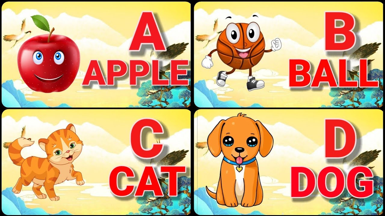ABC Phonics | A For Apple | B For Ball | C For Cat | D For Dog - YouTube