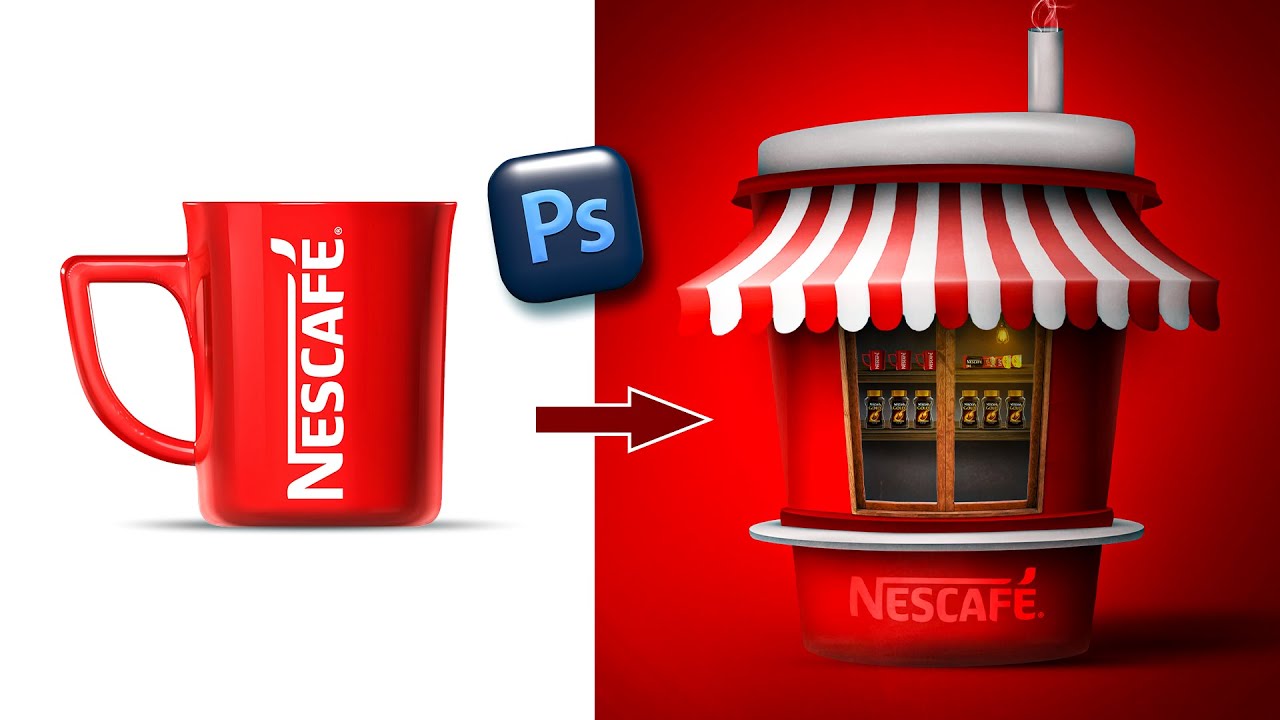 Photoshop Speed Art: Building Nescafé Stall - YouTube