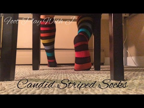Candid Striped Socks Under a Chair