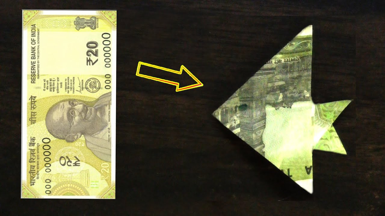 How to Make 20 Rupees Note Fish | Creating 20 Rupees Note Fish, Paper ...