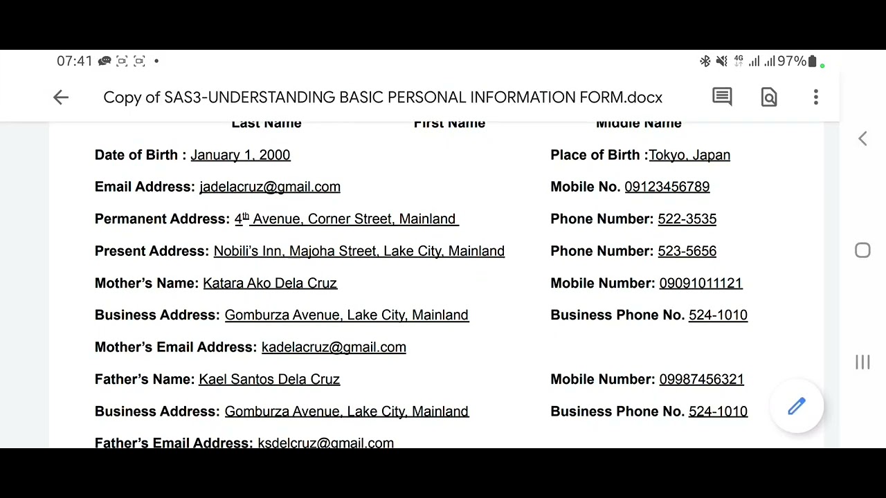 Understanding Basic Personal Information Form - YouTube