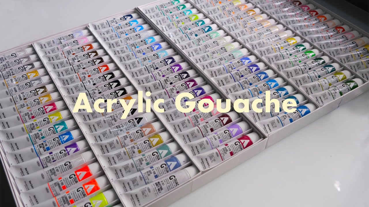 Holbein Acrylic Gouache 102 colors set 🎨 (unboxing + swatching) - YouTube