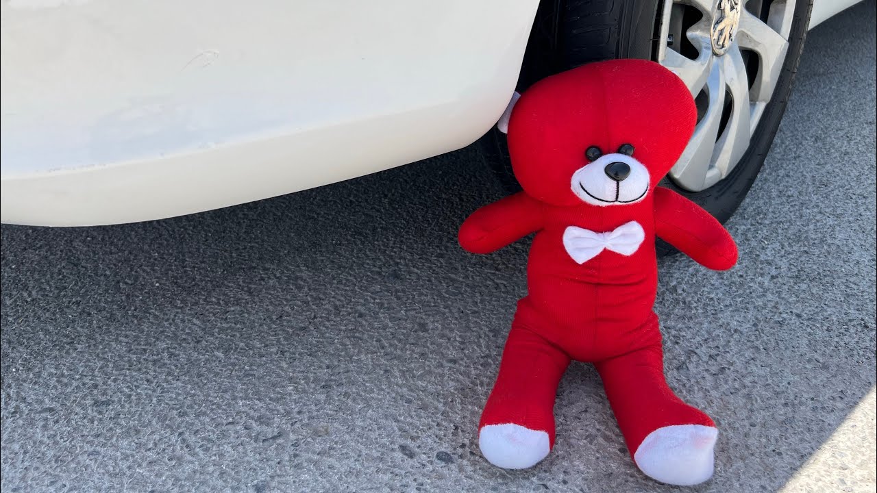 Crushing a teddy bear with a car tire 🧸 - YouTube