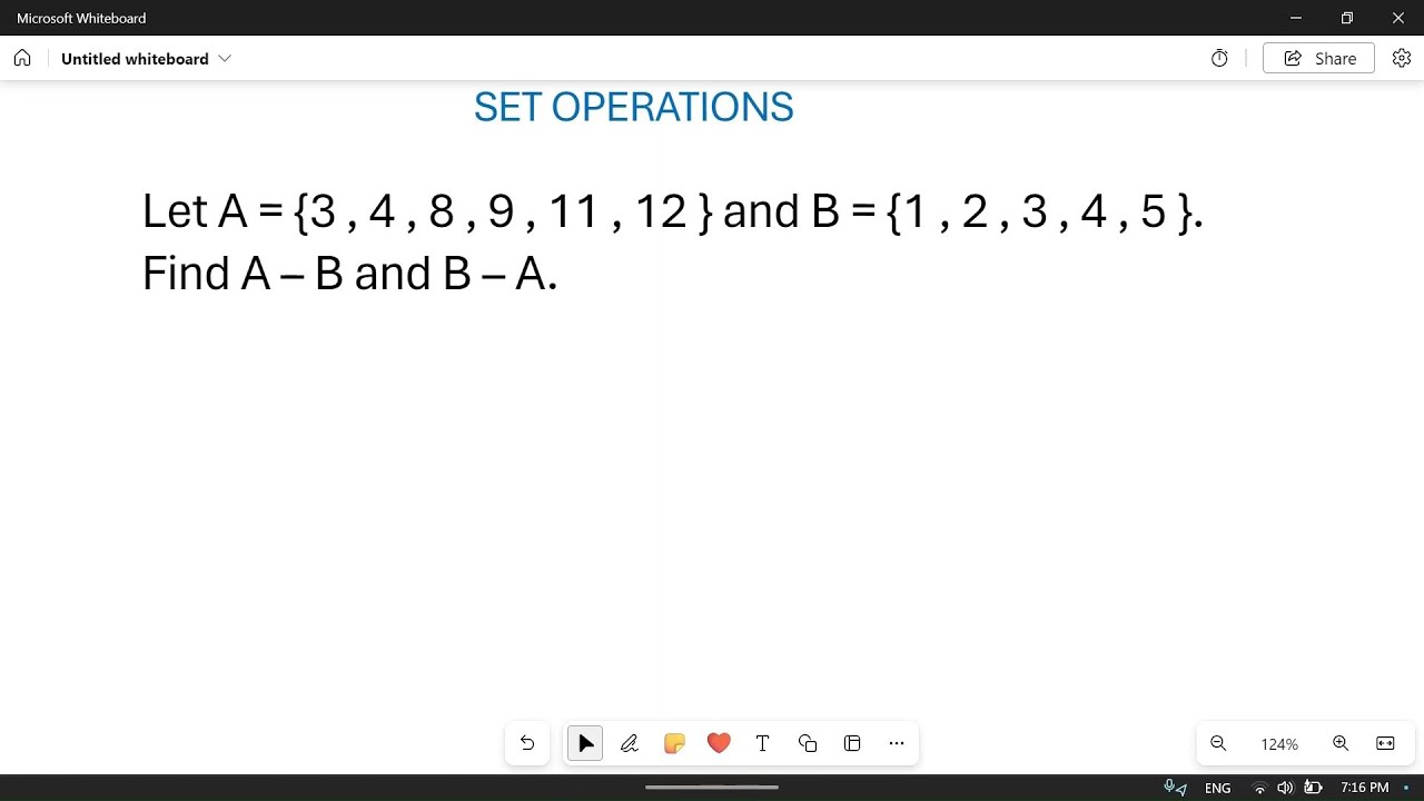 Set Operations// Video 05// subtraction of sets - YouTube
