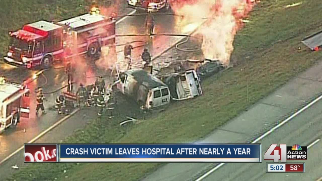 Crash victim leaves hospital after 11 months of recovery - YouTube