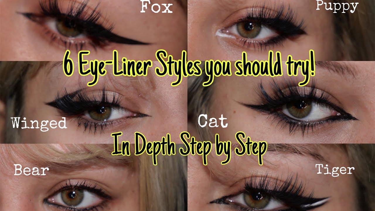 TRYING 6 EYE LINER STYLES - MAKEUP TUTORIAL STEP BY STEP - YouTube