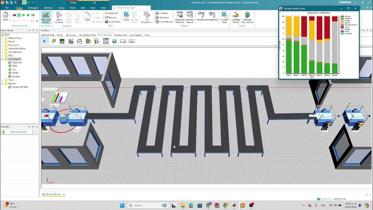 7 Work Station Simulation with Tecnomatix Plant Simulation. - YouTube