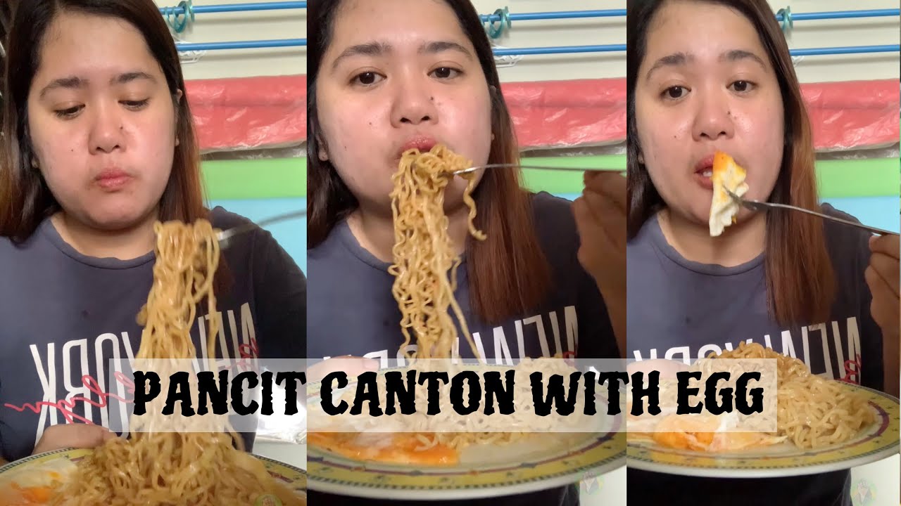EATING PANCIT CANTON WITH FRIED EGG - YouTube