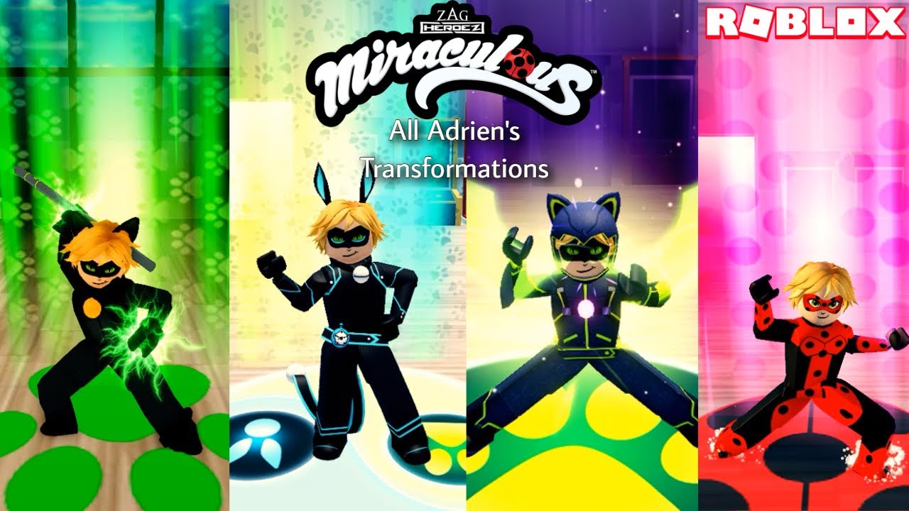 All Adrien's Transformations & Unifications on Miraculous RP Roblox ...