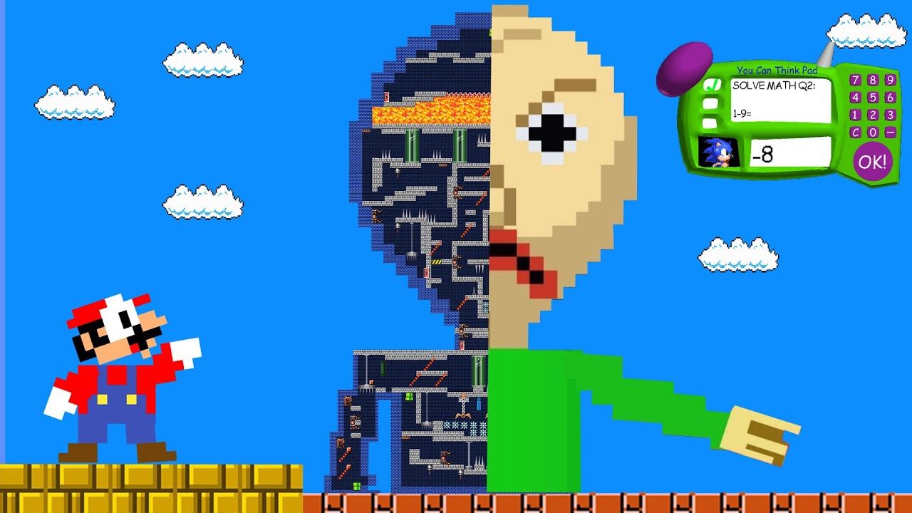 BALDI'S BASICS VS SUPER MARIO & SONIC! Game animation (Maze Baldi ...