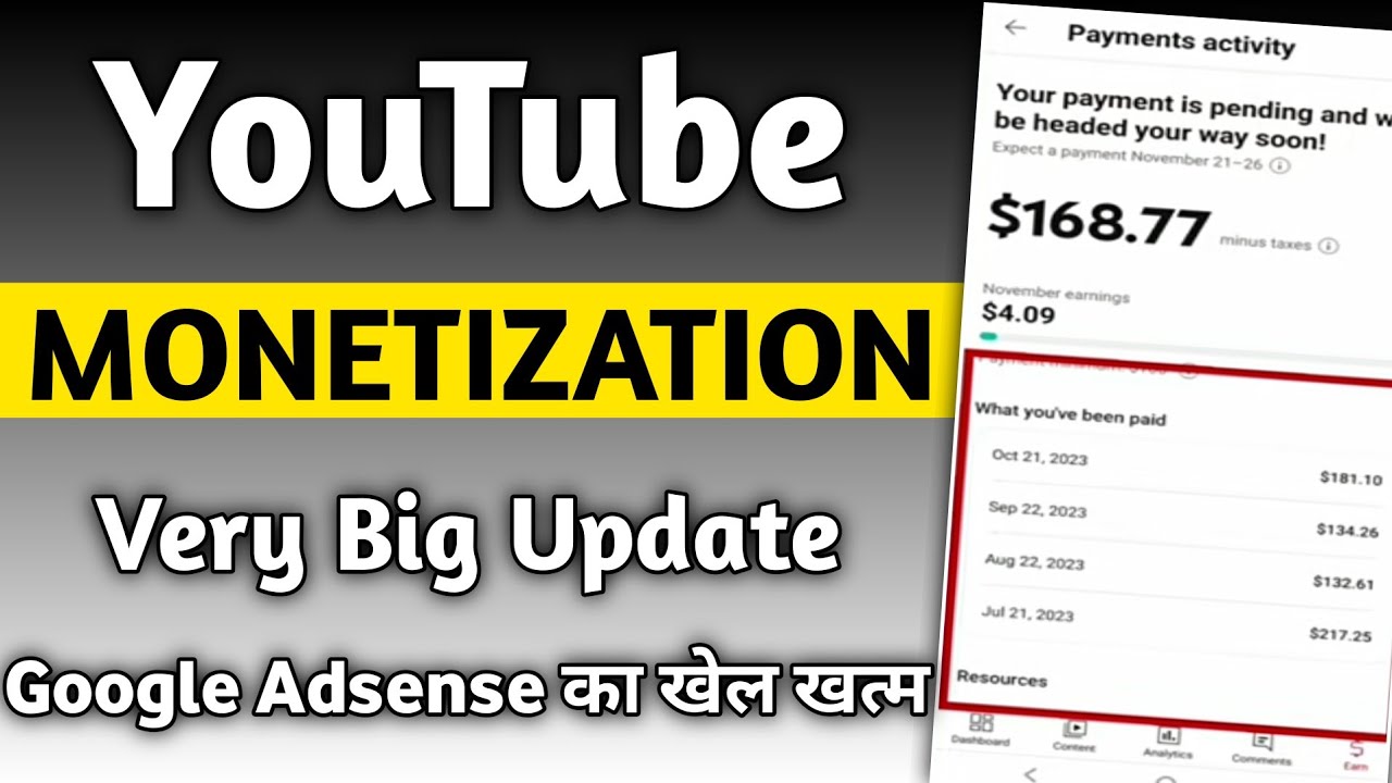 YouTube Monetization Very Big Update 2023 || Yt Studio New Monetization ...