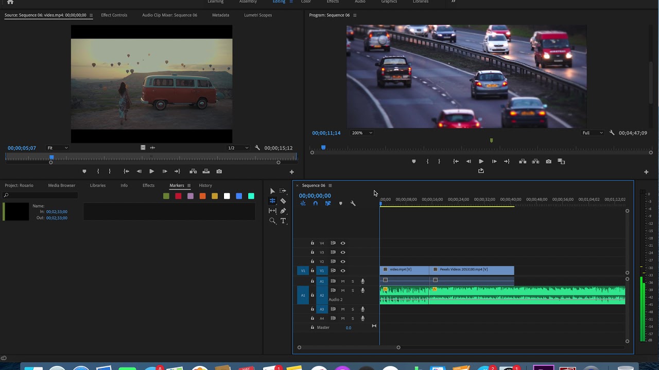 Rolling Edit Tool and add a marker - YouTube