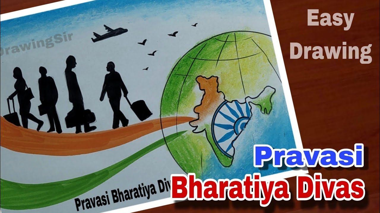 Pravasi Bharatiya Divas Drawing / NRI Day drawing / pravasi bharatiya ...