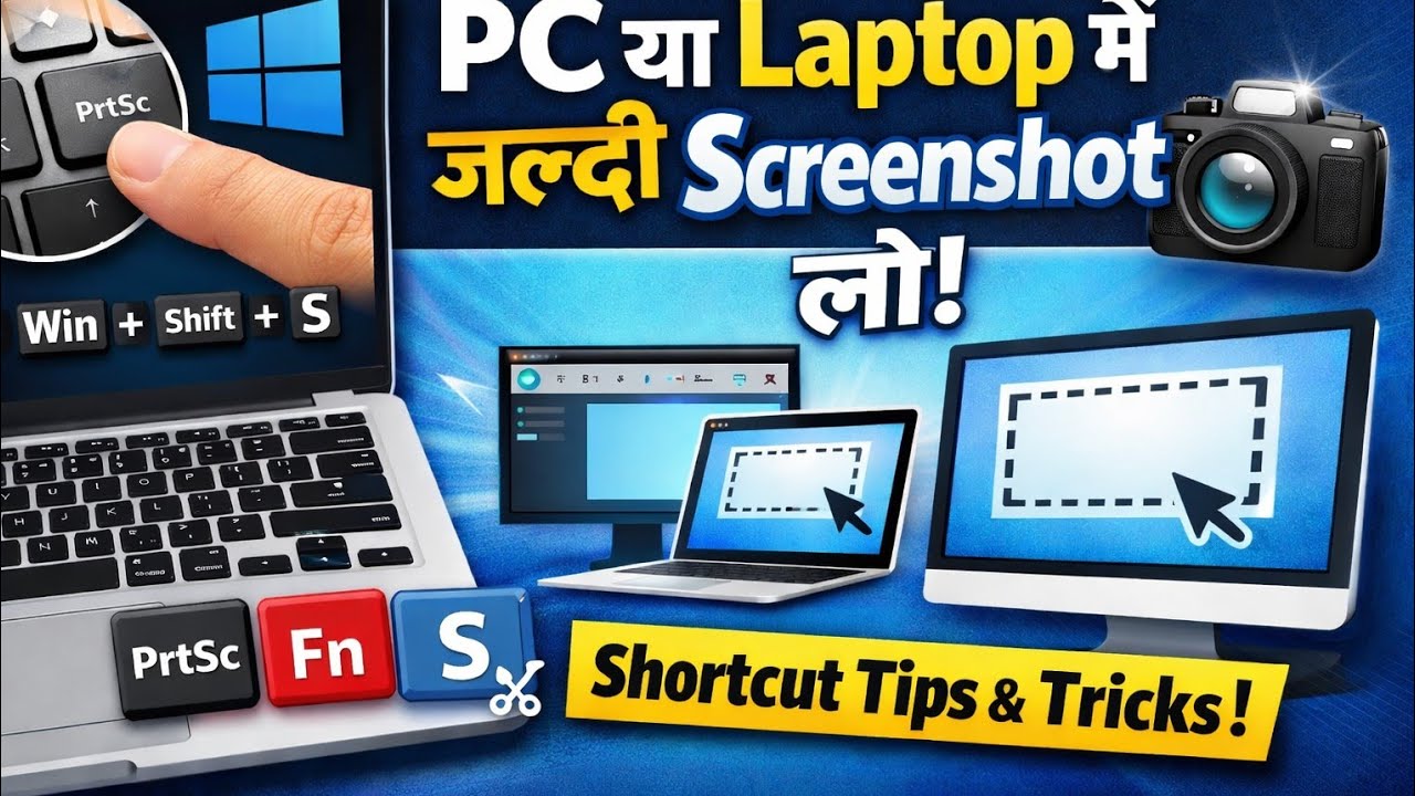 PC या Laptop में Shortcut से Screenshot कैसे लें | Windows & Laptop ...