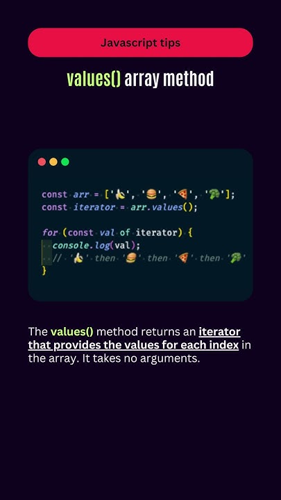values() array method in #javascript - YouTube
