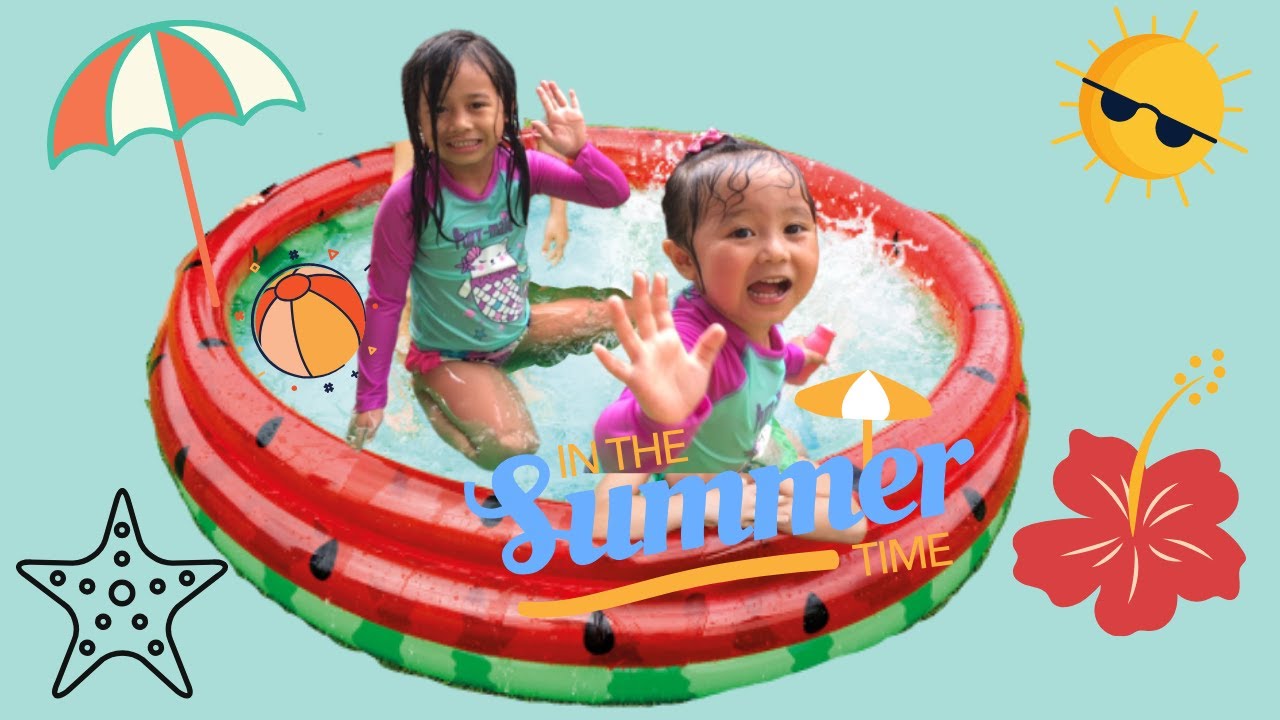 Pool Party with a Watermelon Pool I Swimming Time I Kiddy Pool - YouTube