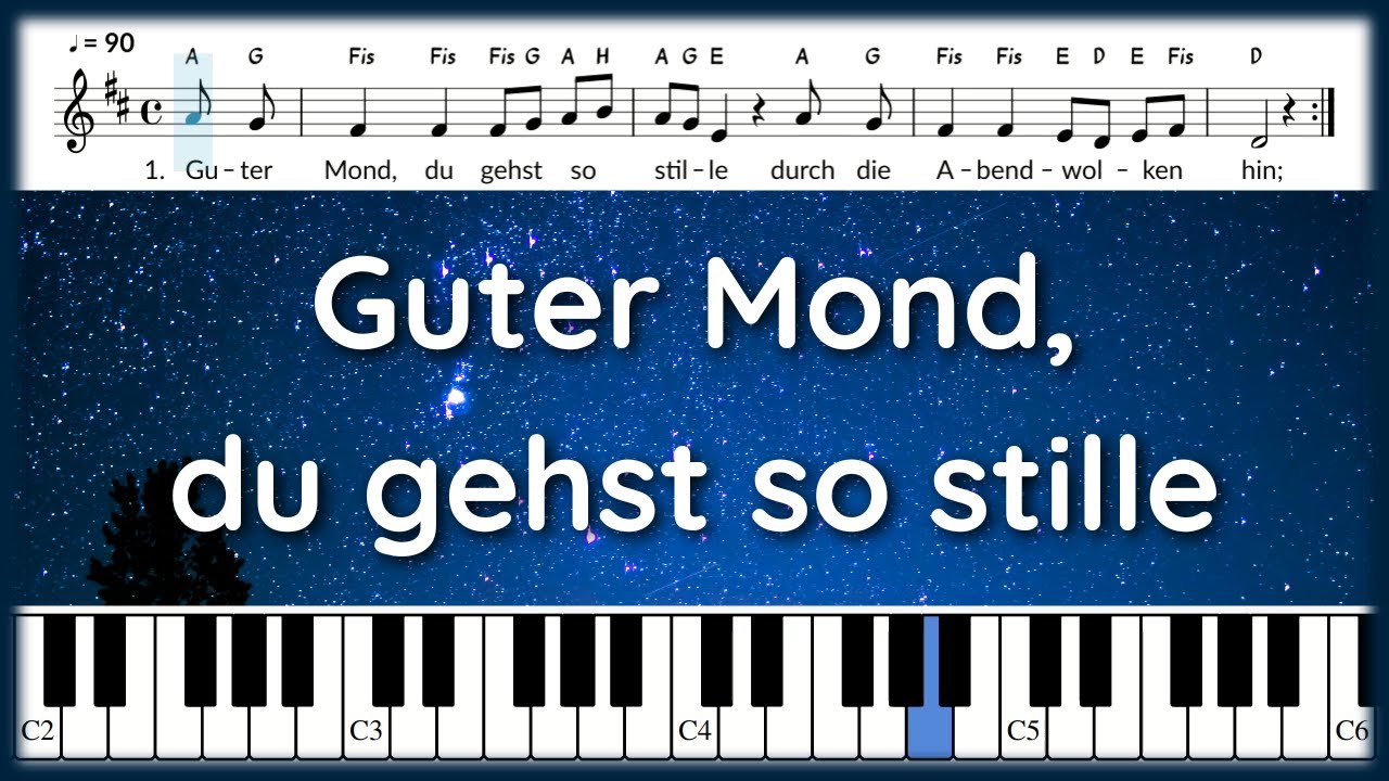 Guter Mond, du gehst so stille | Abendlied | Melodie, Text und Noten ...