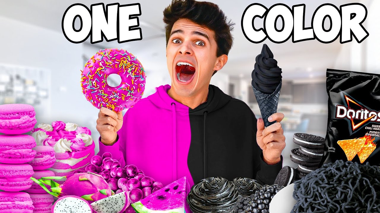 Eating Only ONE Color of Food for 100 Hours! (Black VS Pink) Realtime ...