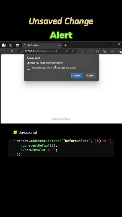 How to Alert when changes are Unsaved using Javascript #shorts #html5 #coding #css - YouTube