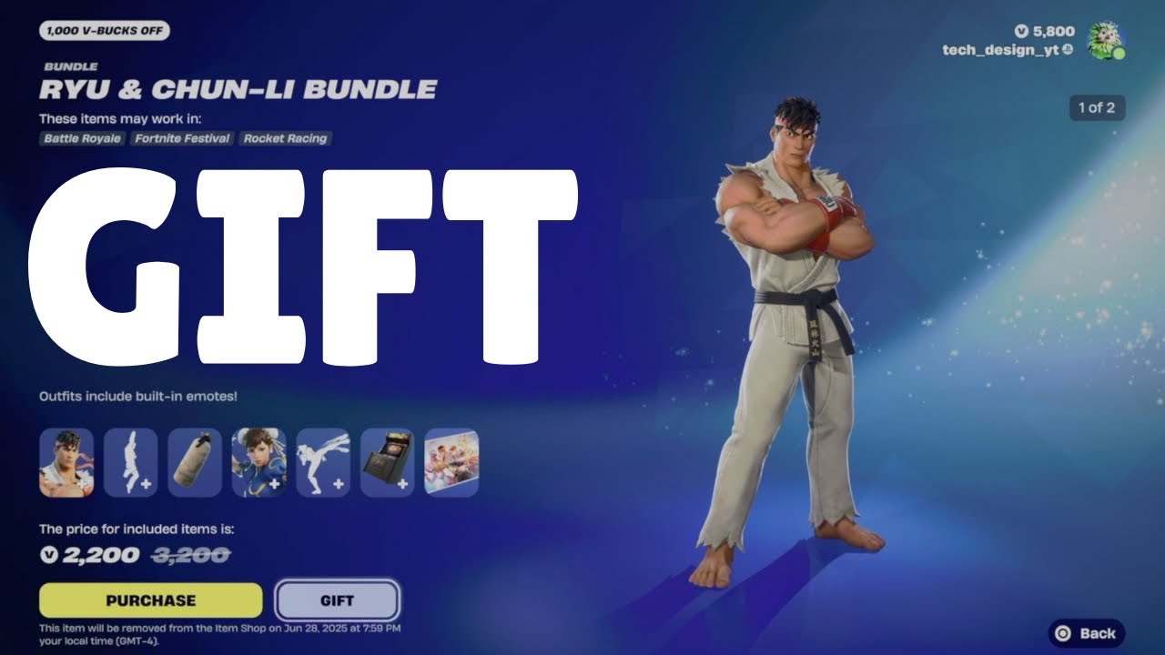 How to Gift Ryu & Chun-Li Bundle on Fortnite Giveaway - YouTube
