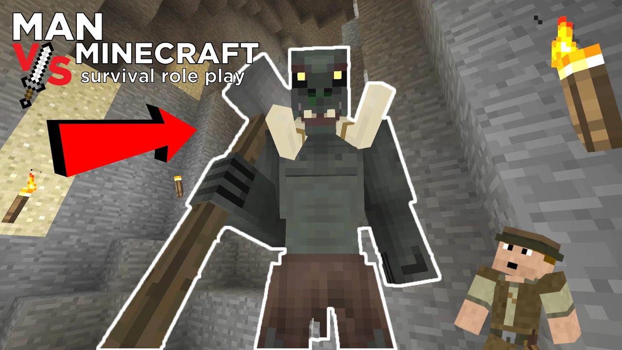 They Have a Cave Troll | Man vs Minecraft - Part 14 | Survival Role ...