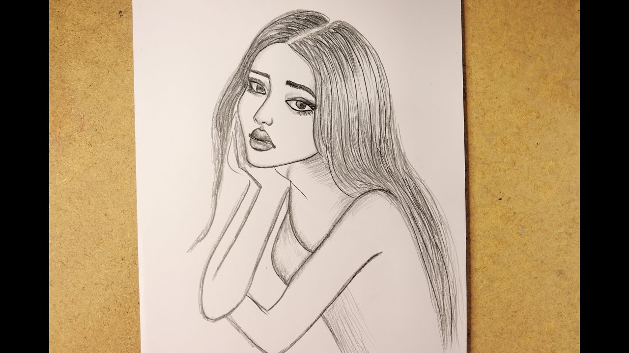 Pencil sketch a girl | Step by step girl drawing tutorial | Pencil art ...