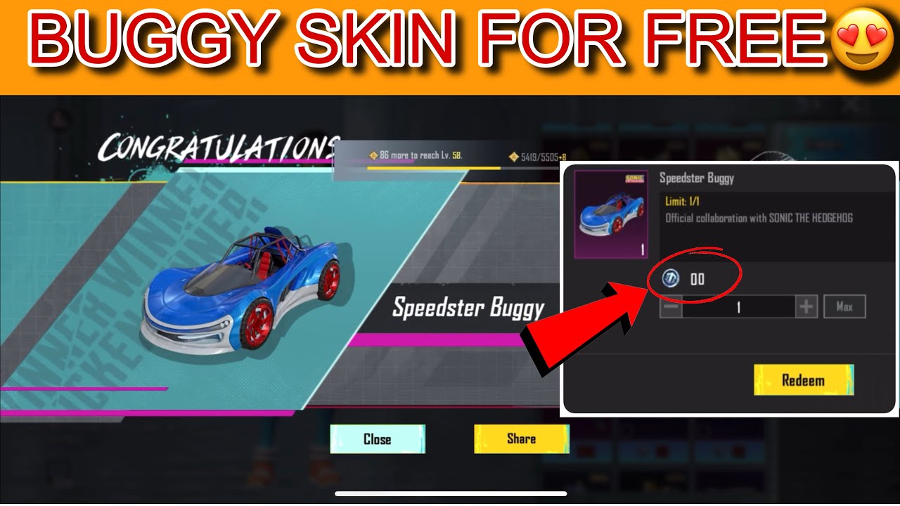 Bgmi buggy skin free trick | speedster buggy gameplay ft. Vinbyol Playz ...