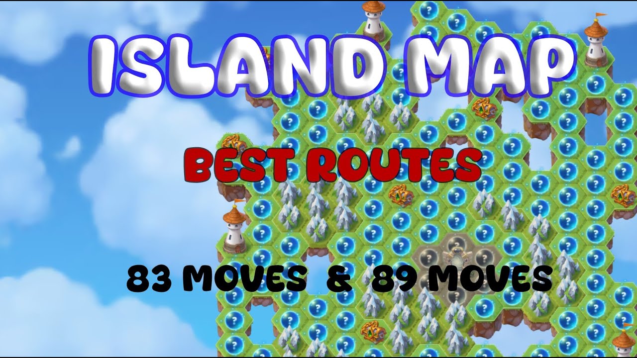 Hero Wars - July Mysterious Island Map - best path - 83 moves plus ...