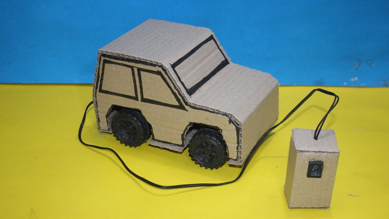 How to make mini wire remote control car from cardboard at home - YouTube