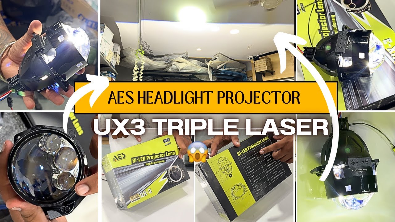 Most Powerful Headlight projectors?😨|Aes Ux3|Djs Automotive - YouTube