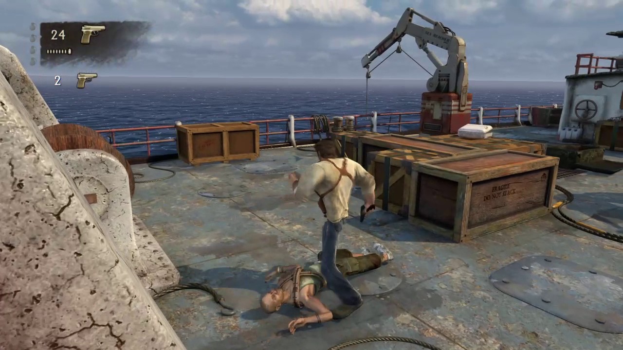 Uncharted 1 - Brutal Difficulty All Fights - Fight #1: Chapter 1, Boat ...