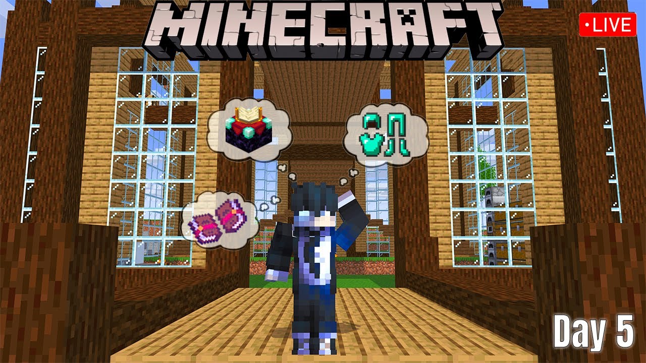 Minecraft Day 5 — Diamond Gear Upgrade & Enchanting Grind ⚔️ | # ...